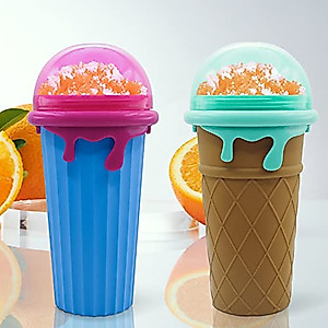 [Upgrade 500ML] Slushy Cup Slushy Maker Cup TIK TOK Frozen Magic Squeeze Cup - Quick Cool Slushy Milk Shake Ice Cream Smoothies Cup(500ml Brown)