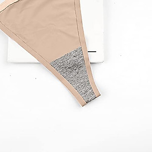 Kinple Women Low Rise G String Thongs Ice Silky Seamless Briefs Breathable Thin Panty Personality No Show Hipster Panties Khaki