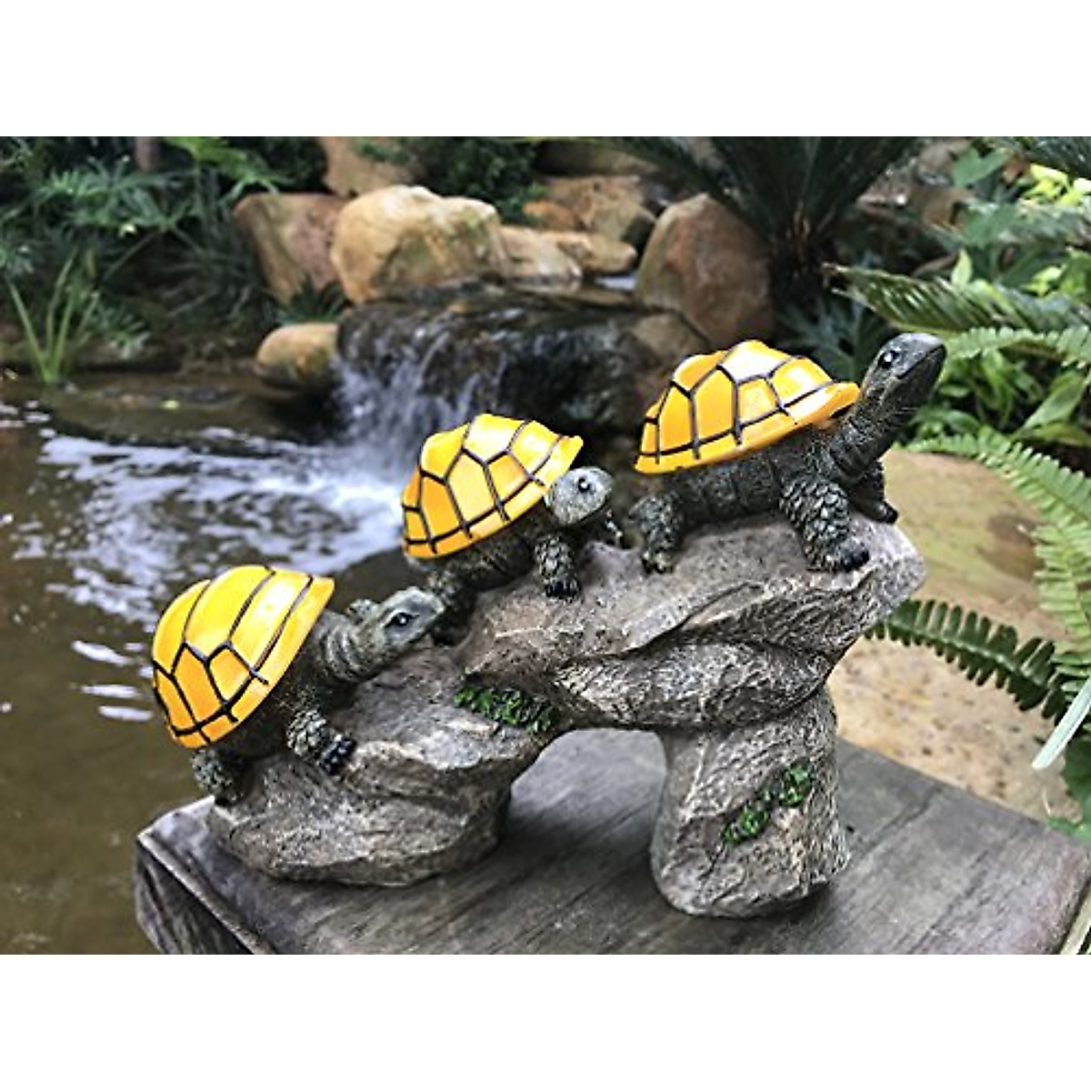Bo-Toys Solar Powered Turtles on Log Outdoor Accent Lighting LED Garden Light Decor
