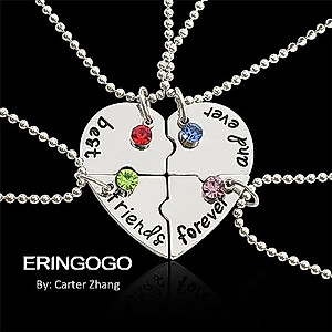 Best Friends Forever and Ever 4 Piece Necklace, Bff Necklaces for 4 Girls Perfect Friendship Gifts ( Silver ), 29 x 3. 8 x 0. 5cm