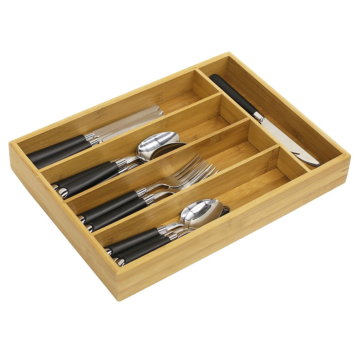 Home Basics Cutlery Tray Holder, Bamboo
