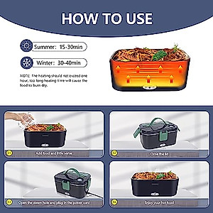 NZN Electric Lunch Box Food Heater,1.8L Leakproof Food Warmer Heating Lunch Box, Portable Heated Lunch Boxes for Adults/Car/Truck/Home/Work, 12V 24V 110V 80W (Blue & Green)