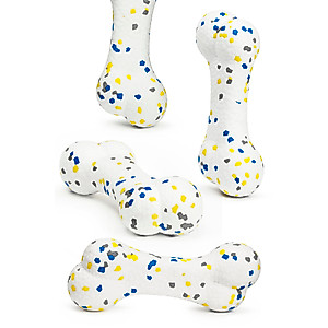 Moonorange Upgrade Bone Dog Balls Tough Dog Toys for Aggressive Chewers, Indestructible Chew Bone Toy Tennis Balls for Large Breed (White)