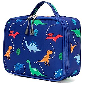 JinBeryl Insulated Lunch Box Bag for Kids Boys, Size for Preschool, Kindergarten, or Travel, Dinosaur Blue