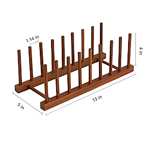HBlife Teak Dish Plate Bowl Cup Book Pot Lid Cutting Board Drying Rack Stand Drainer Storage Holder Organizer Kitchen Cabinet（Keep Dry）