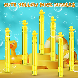 Foilswirl 50 Pcs Duck Bubbles Party Favors for Kids Yellow Duck Mini Bubble Wand Bubble Blowing Sticks Bulk for Summer Birthday Party Supplies Bath Time Gifts Carnival Prizes