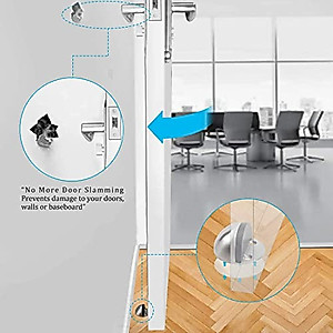 5PCS Double-Sided Adhesive Tape No Need to Drill Doorstop, Stainless Steel Half Dome Floor Door Stop Black Finish Door Stoppers by TPOHH