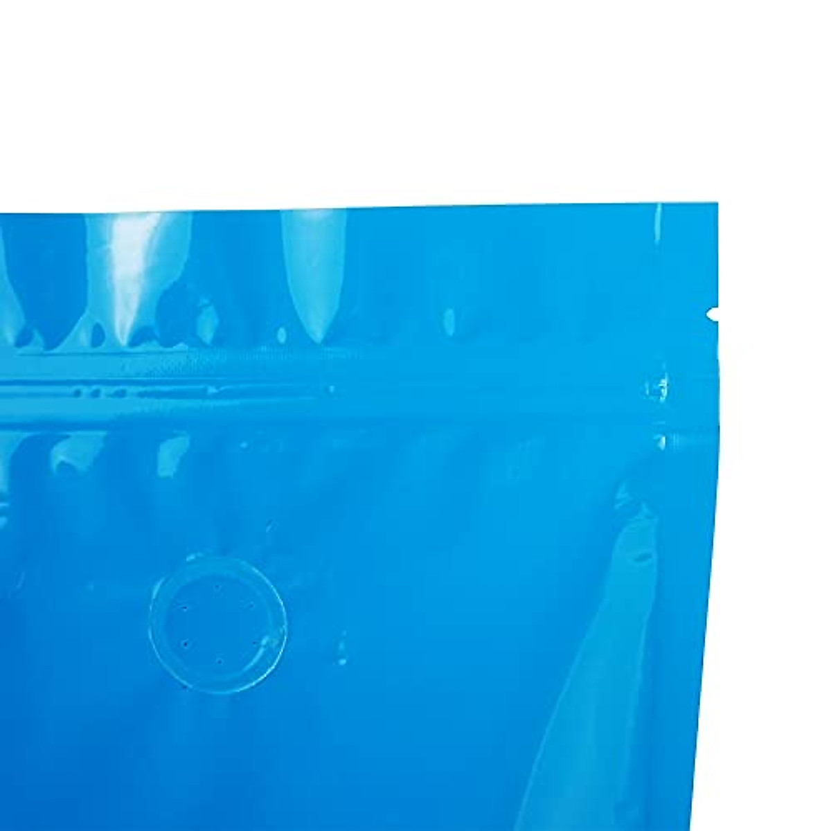QQ Studio 50 Empty Coffee Packaging Bags with Degassing Valve, 4 oz and 7 oz Glossy Zipper Seal Bags with Round Window for Roasted Coffee Bean Storage (Blue, 4oz)