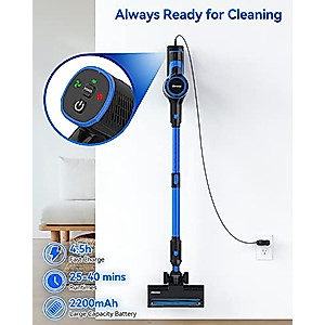 DEVOAC Cordless Vacuum Cleaner, 6 in 1 Stick Vacuum Cleaner with Powerful Suction, Lightweight Vacuum Cleaner with Rechargeable Battery, Convenient Handheld Vacuum for Carpet Hard Floor Pet Hair Home