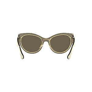 Versace Woman Sunglasses Transparent Brown Mirror Gold Frame, Brown Lenses, 53MM