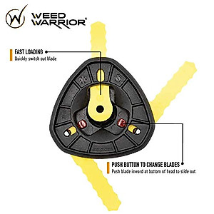 Weed Warrior Push-N-Load Nylon Replacement Blades for Push-N-Load Trimmer Head, 12 Count