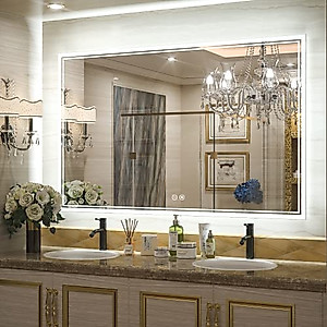 TokeShimi LED Bathroom Mirror Lighted Vanity Mirror, Large Backlit Mirror Anti Fog Wall Mounted Dimmable Makeup Mirror with Front Lights & Backlight(Horizontal&Vertical) (48 x 30 Inch)