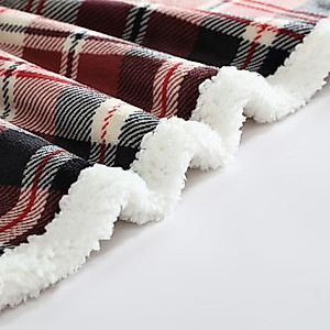 Eddie Bauer- Throw Blanket, Reversible Sherpa Fleece Bedding, Cozy Home Decor (Trailhead Plaid Red, Throw)