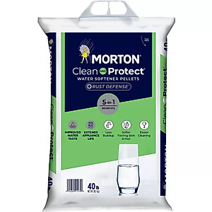 Morton Salt Water Softener Pellets Clean & Protect Rust Defense, 40 Lb (2 pack)