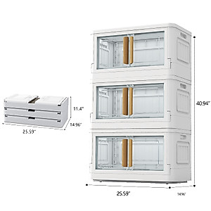 Storage Bins with Lids,78 Quart Plastic Bins with Lids,Large Closet Organizers, 3 Packs Collapsible Storage Bins with Wheels,Double Door Stackable Bins for Clothes,Home