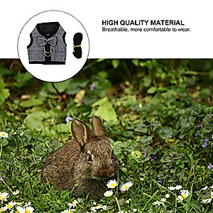 Cat Harness, Rabbit Harness with Leash Soft Mesh Vest Harness Clothes for Rabbit Ferret Bunny Kitten Guinea Pig Walking (S, Black)