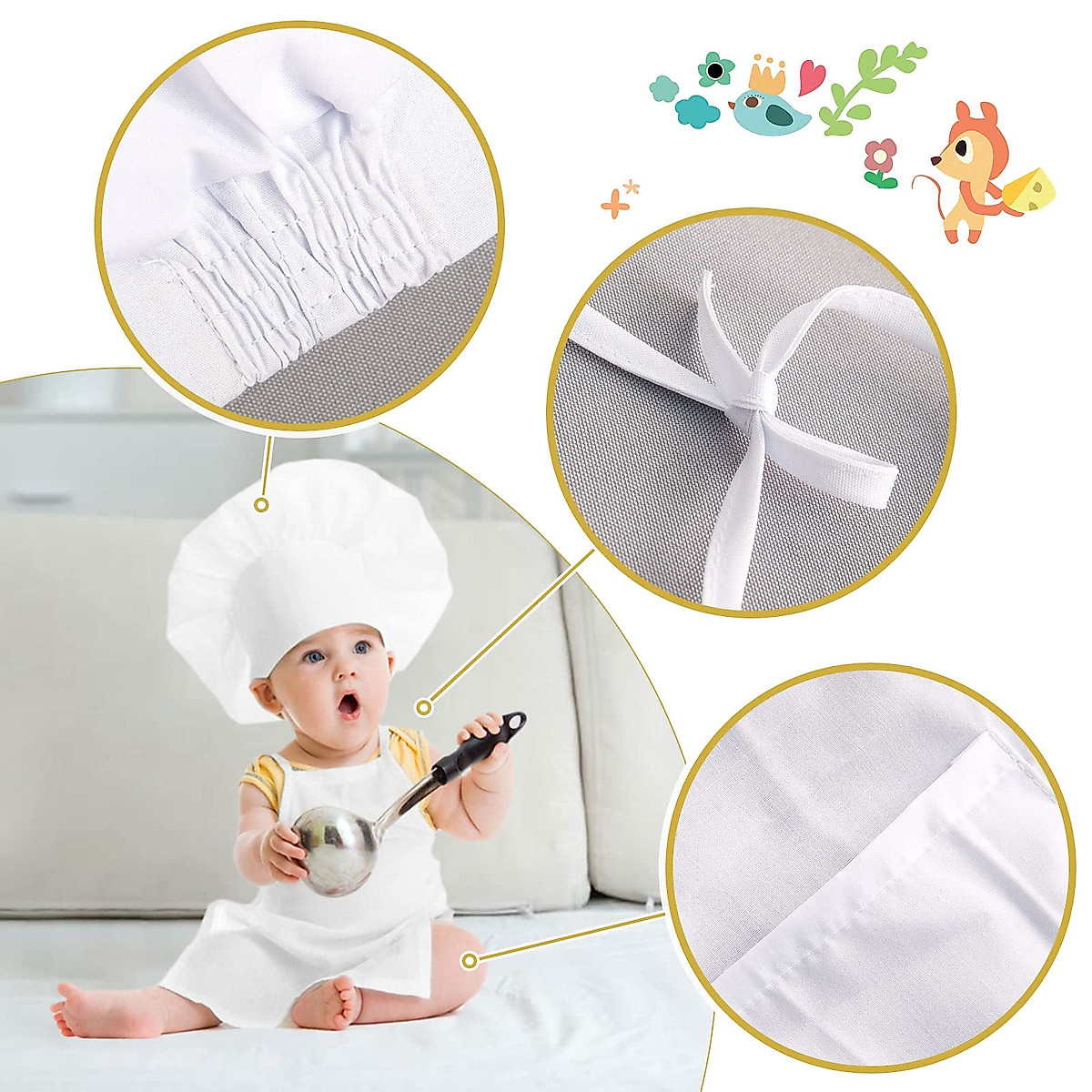 SPOKKI Baby Photography Prop, Chef Hat Apron Photo Props Costume Come with 2PCS Photography Hair Clips for Infant Twins | 6-24 Months (Boy)