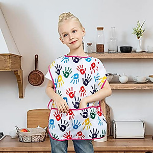 Kids Art Smock Girls Boys Artist Painting Apron with Pockets Sleeveless Smocks for Child 2-7 Years
