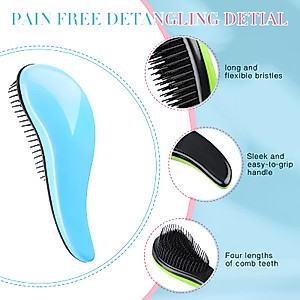 12 Pieces Detangler Brush Hair Brush Bulk Mini Small Wet Comb Brush for Kids Girls Curly Thick Straight No Pain No Knot Hair Brush for Women Men (Vivid Color)