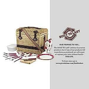 PICNIC TIME Yellowstone Picnic Baskets, Moka Collection - Brown with Beige & Red Accents, One Size