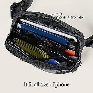 ODODOS Unisex Mini Belt Bag with Adjustable Strap, Pattern Small Fanny Pack for Workout Running Traveling Hiking, Black, Leopard