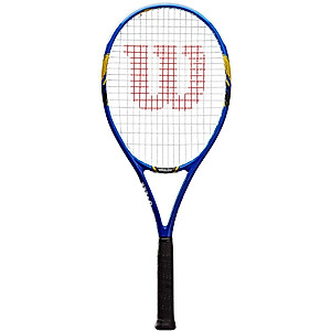 Wilson U.S. Open Pre-Strung Recreational Tennis Racquet (4 3/8" Grip) Set Bundled with Black Overgrips and a Can of Tennis Balls