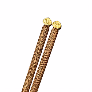 5 Pairs Hardwood Chopsticks Chinese Style Reusable Hand-Carved Chopsticks Natural Wood Chop Sticks with Gift Box