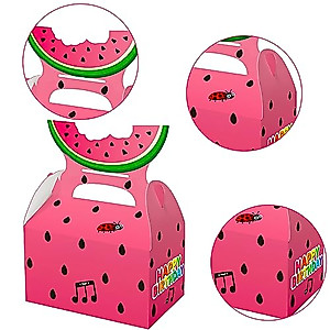 Cartoon Melon Birthday Party Supplies Goodie Bags 16 Pcs, Candy Gift Boxes for Kids Boys Girls J Watermelon One In a Melon Party Decorations Favors