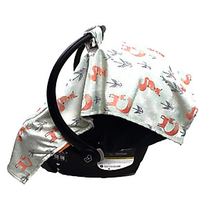 Dear Baby Gear Deluxe Car Seat Canopy - Infant Car Seat Cover - Baby Car Seat Covers - Carseat Canopy for Infant Car Seats - Car Seat Cover (Woodland Foxes and Pine Trees, Light Gray 40"x30")