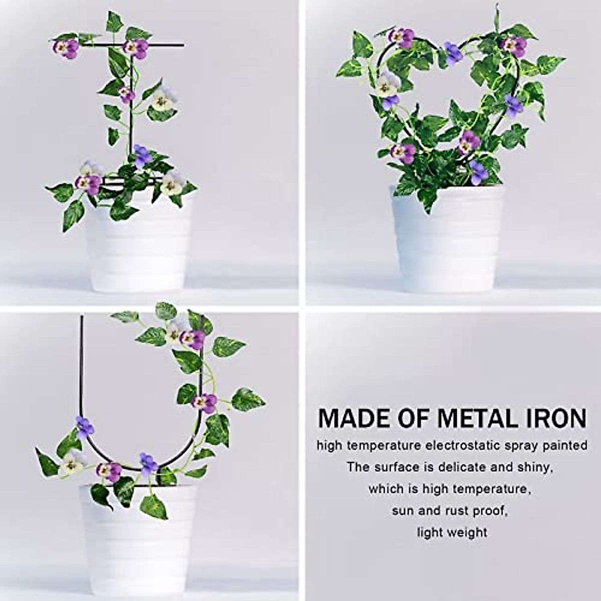 3 Pcs Plants Climbing Holder Rack I Love U Shape Metal Iron Climbing Plant Frame for Vines Ivy Roses