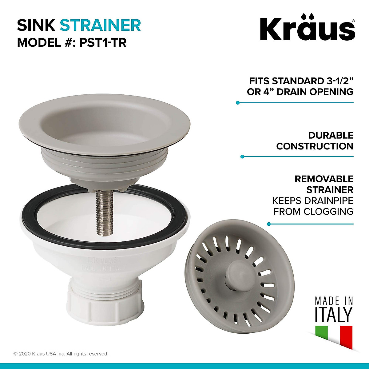 Kraus Kitchen Sink Strainer for 3.5-Inch Drain Openings in Truffle, PST1-TR