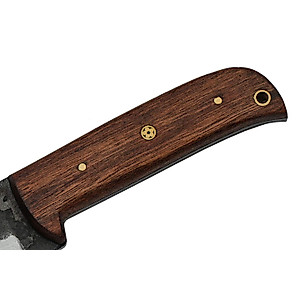 Szco Supplies Inc 9" Hand Forged Carbon Steel Mosaic Pin Wood Handle Hunting Knife, Brown (Model: HS-4424)