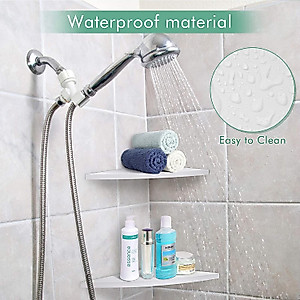 Yuehuam 3 Pack White Corner Floating Shelves Wall Mounted Corner Storage Display Shelving Floating Corner Shelf Rack for Bathroom, Bedroom, Living Room, Kitchen