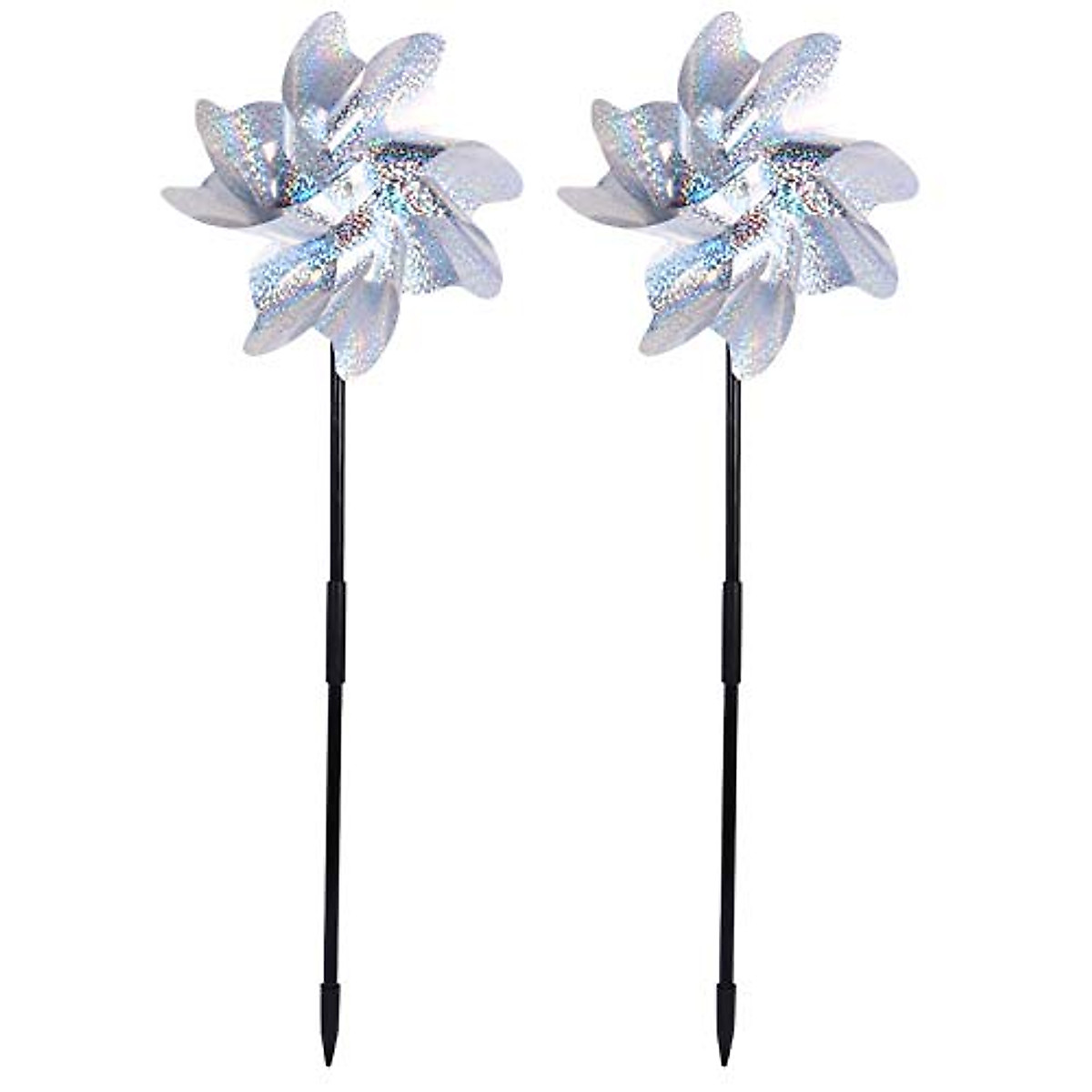 Hemoton 2pcs Garden Wind Spinners Bird Blinders Pinwheel Windmillw Anti- Bird Windmill Sparkly Holographic Pin Wheel Spinners Outdoor Decorations for Yard Lawns Patios