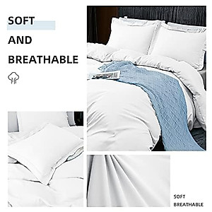 BBANGD Duvet Covers Queen Size Ultra Soft and Breathable Bedding Comforter Cover Set Washed Microfiber 3 Pieces with Zipper Closure Duvet Cover and 2 Pillow Shams(Pure White)