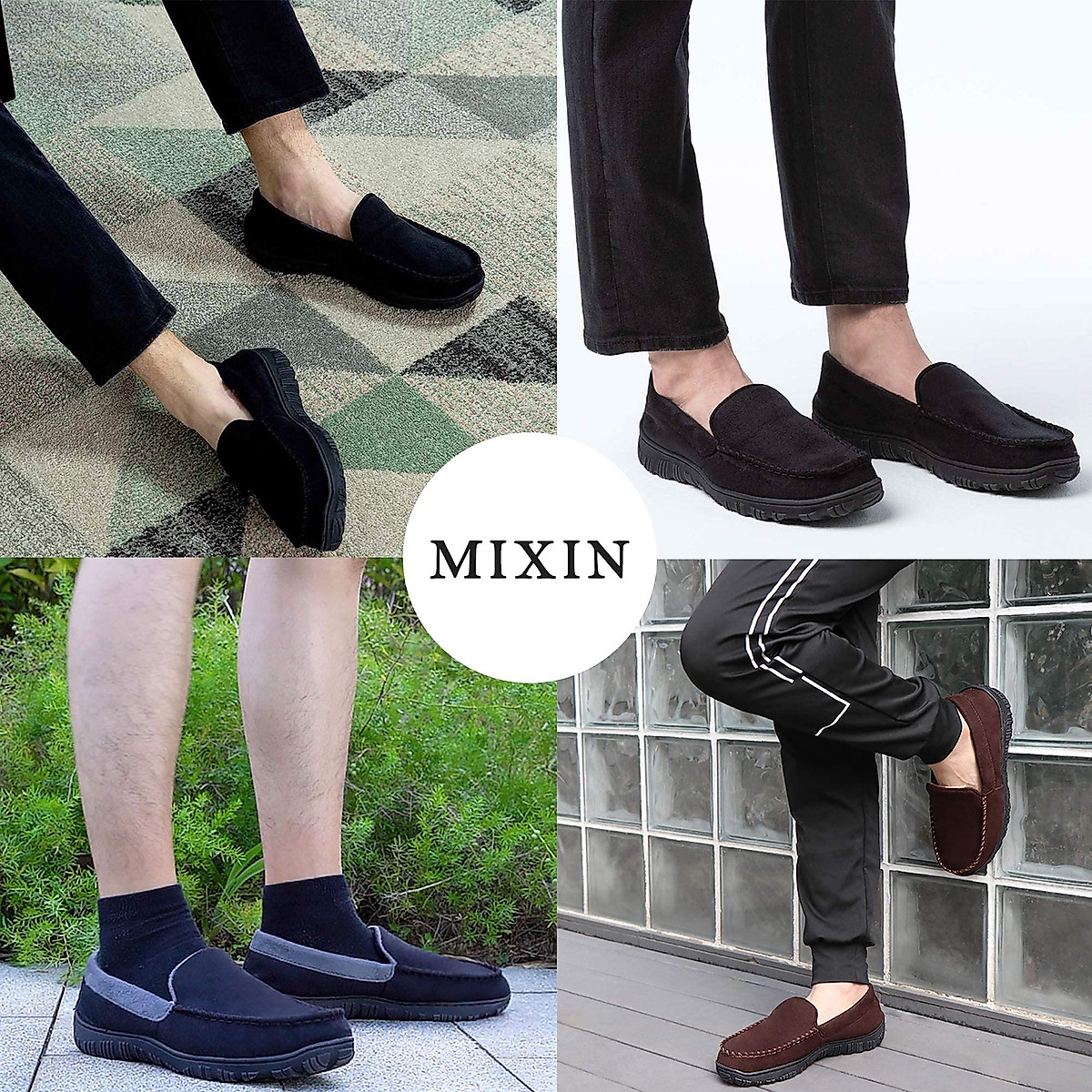 MIXIN Slippers for Men House Shoes Moccasin with Comfortable Memory Foam Indoor Outdoor black 11