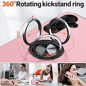 AOUIA for Samsung Galaxy S23 FE Case, Phone Case for Samsung Galaxy S23 FE, Military-Grade Drop Tested Magnetic Ring Holder Kickstand Protective Cover for S23FE,Pink