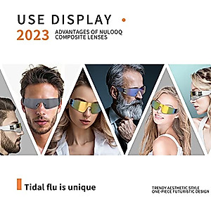 Y2K Trendy futuristic surround fashion rimless glasses sunglasses for women men,cyberpunk version of silver sunglasses rave party (Pink Sunglasses2)