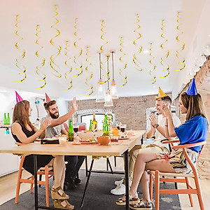 ORG 36 Pieces Party Ceiling Foil Swirl Decorations Hanging Plastic Streamer, Whirls Decorations for Wedding,Birthday,Graduation,Valenties Day,New Year,Baby Shower Party Decor (Gold)