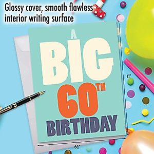 NobleWorks - Jumbo Card for 60th Birthdays (8.5 x 11 Inch) - Fun Milestone Birthday Celebration, Big Group 60 Year Old Greeting - Big 60 J9066MBG
