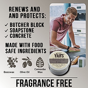 Daddy Van's® All Natural Beeswax Countertop Care for Soapstone, Slate, Concrete Composite and Butcher Block Counter Tops - Food Safe, Chemical-Free and Non-Toxic - 6 Oz. Tin