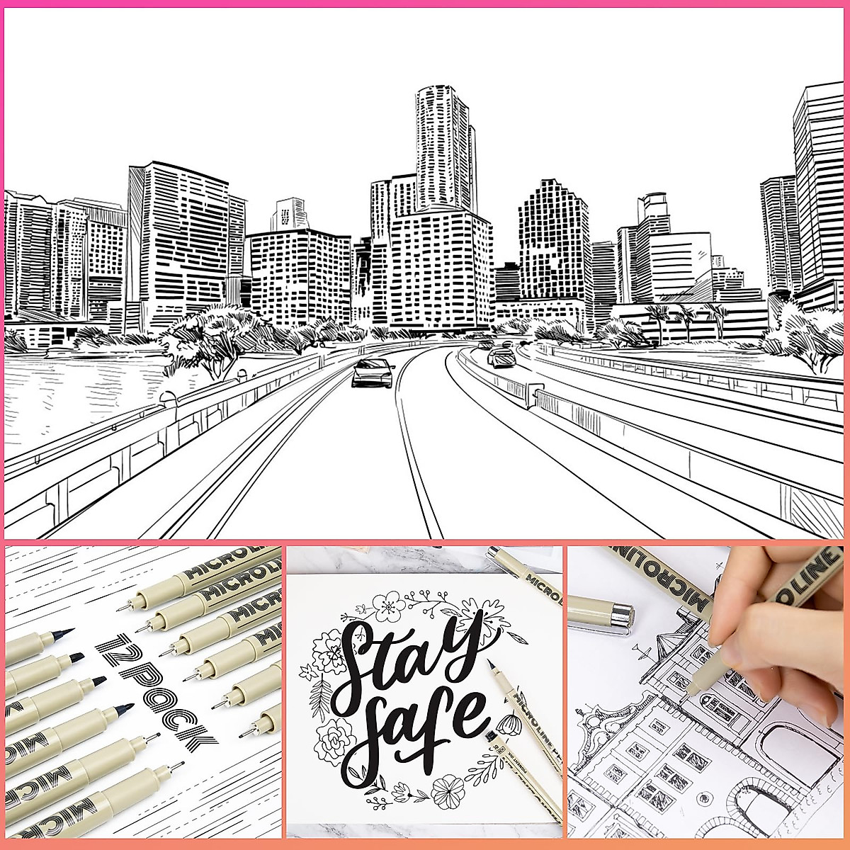 Micro-Pen Fineliner Ink Pens, 12 Pack Black Micro Fine Point Drawing Pens Waterproof Archival Ink Multiliner Pens for Artist Illustration, Sketching, Technical Drawing, Anime, Manga, Scrapbooking