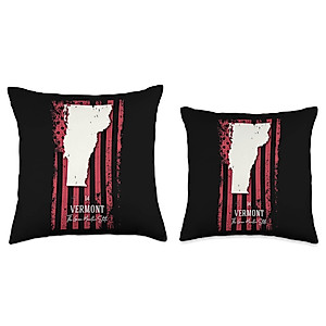 Vermont State Map USA Throw Pillow, 18x18, Multicolor
