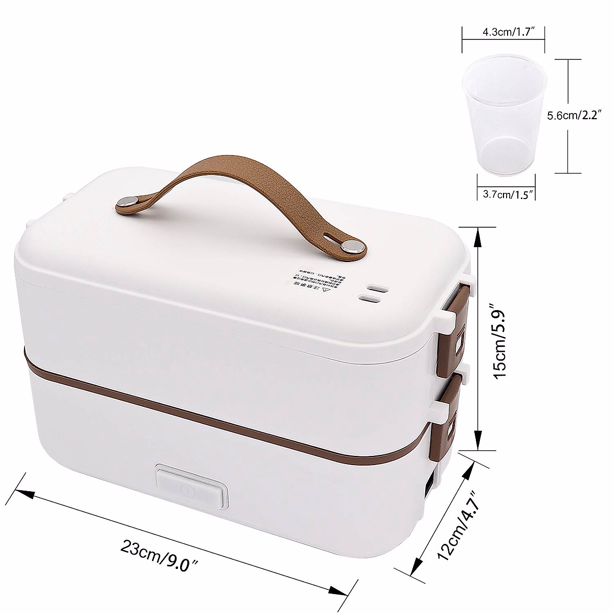 CTSZOOM Self Cooking Electric Lunch Box, Portable Food Warmer for On-the-Go,Mini Rice Cooker 2 Layers 800ML Heated Lunch Box for Home Office School Cook Food White