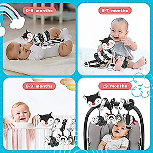 EverLove Spiral Car Seat Toys - Hanging Toys - Stroller Toys for Babies - Black and White Toys for Infants - High Contrast Baby Toys for Newborn - Best Gift for 0 3 6 9 12 Months Baby