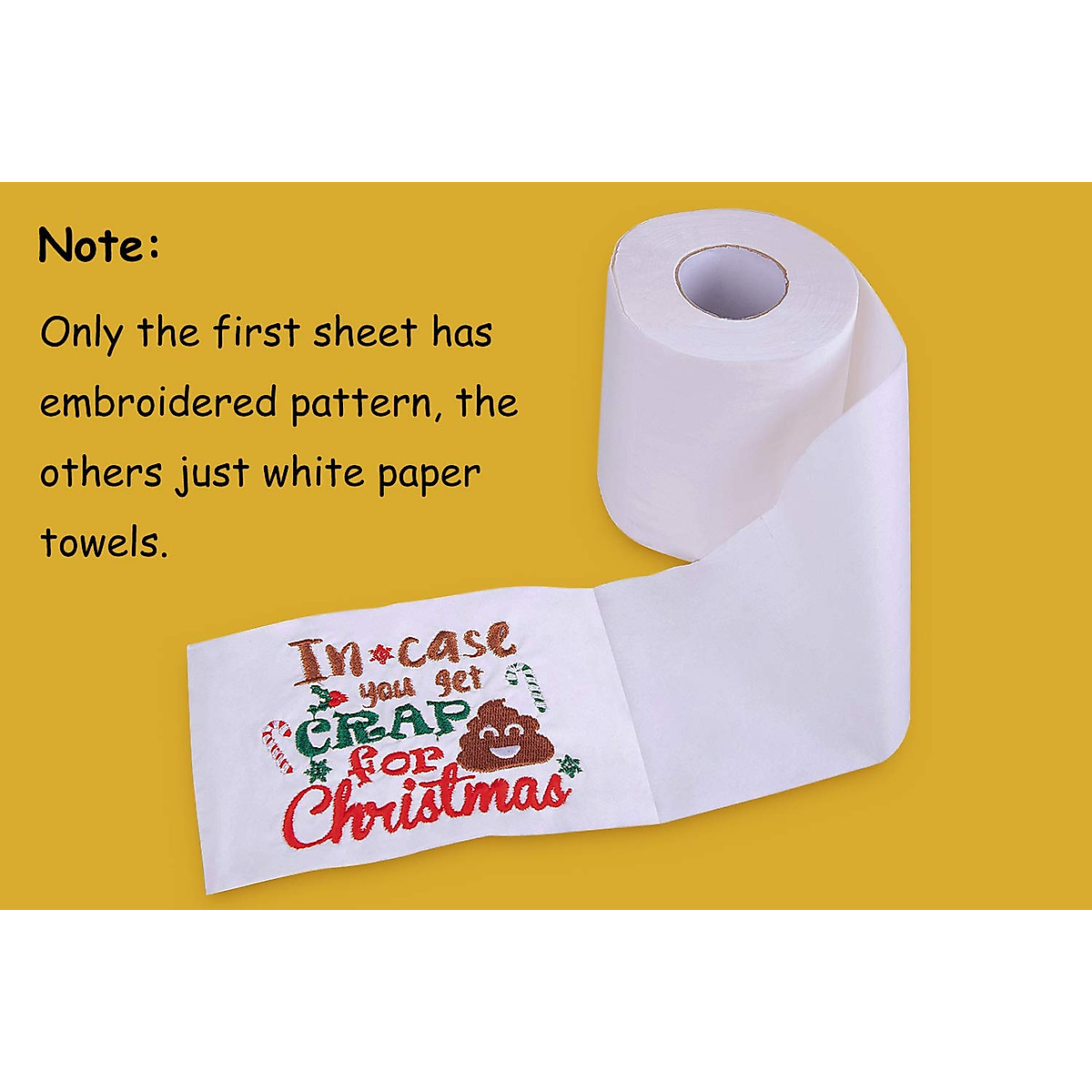 Christmas Embroidered Toilet Paper Decorations - Xmas Party/White Elephant/Gag Gift/Bathroom Decor