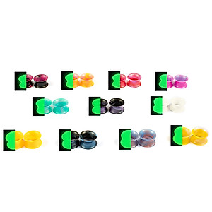 WBRWP 22pcs Ear Tunnels and Plugs - Double Flared Hollow Soft Silicone Ear Gauges Ear Expander Stretcher Body Piercing Jewelry 00g(10mm)