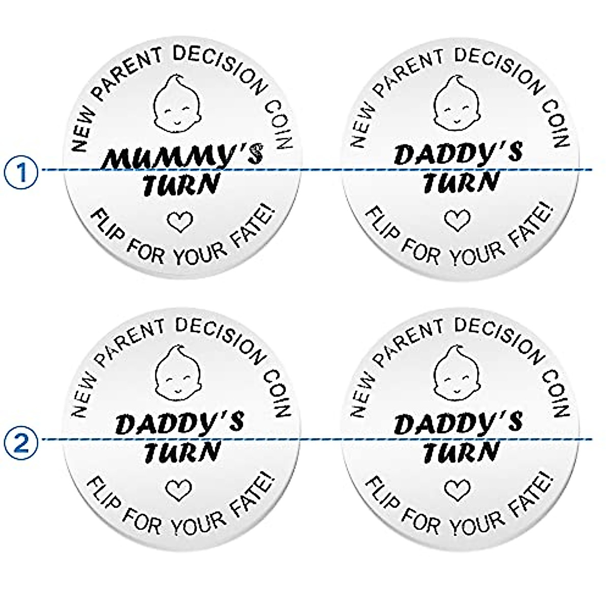 Neatbuddy Decision Making Coin 2PCs Set, Pregnancy Gifts for First Time Moms, New Dad Gifts, New Moms Gifts for Women,New Baby Gift for New Parents to Be Birthday Gift