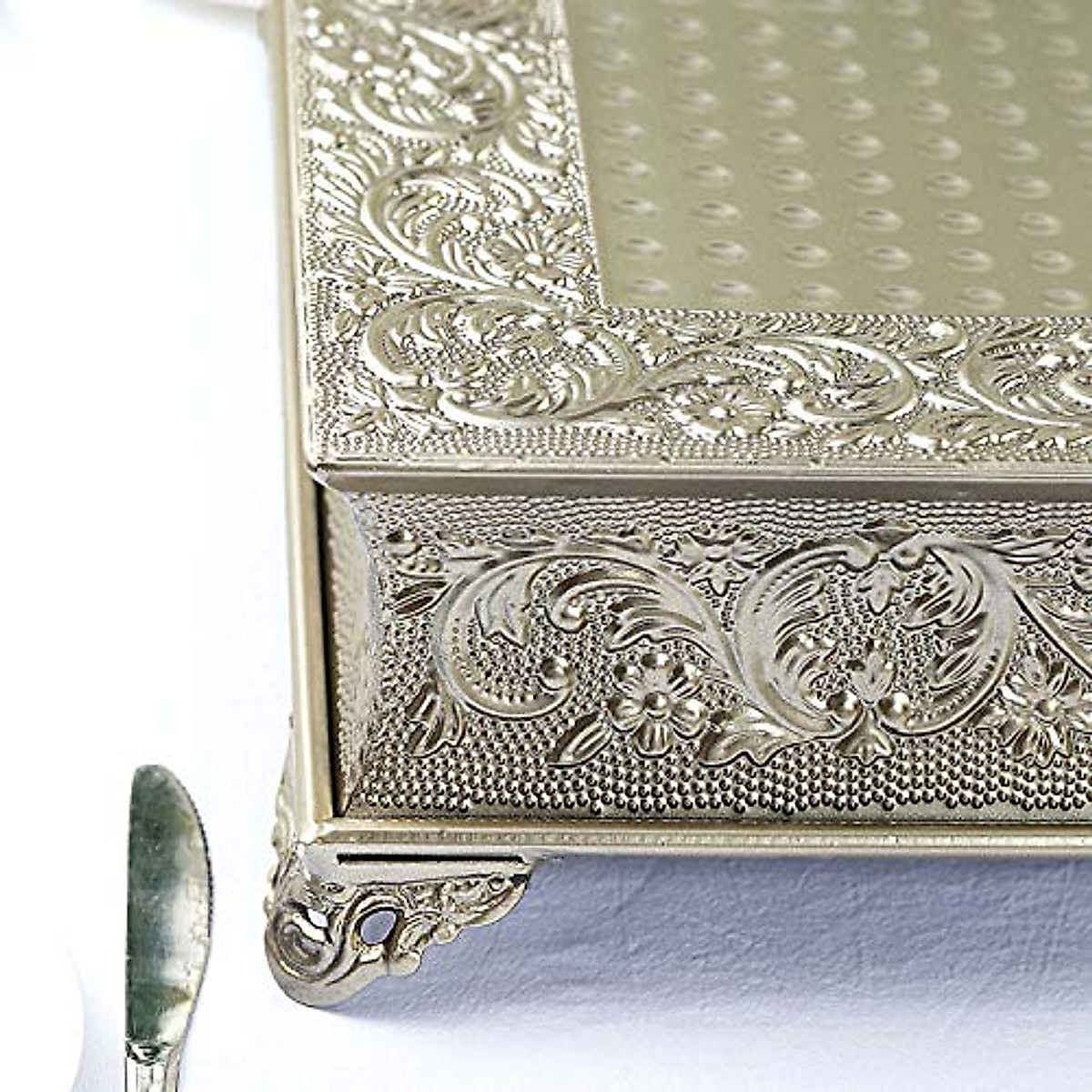 Efavormart 18” Gold Square Embossed Metal Cake Plateau Stand Riser Wedding Birthday Party Dessert Cake Pedestal Display Plate
