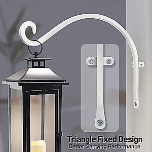 Bird Feeder Hanger: 12-Inch Wall-Mounted Plant Bracket Outdoor - 4 Pieces White Plant Hooks for Hanging Flower Baskets